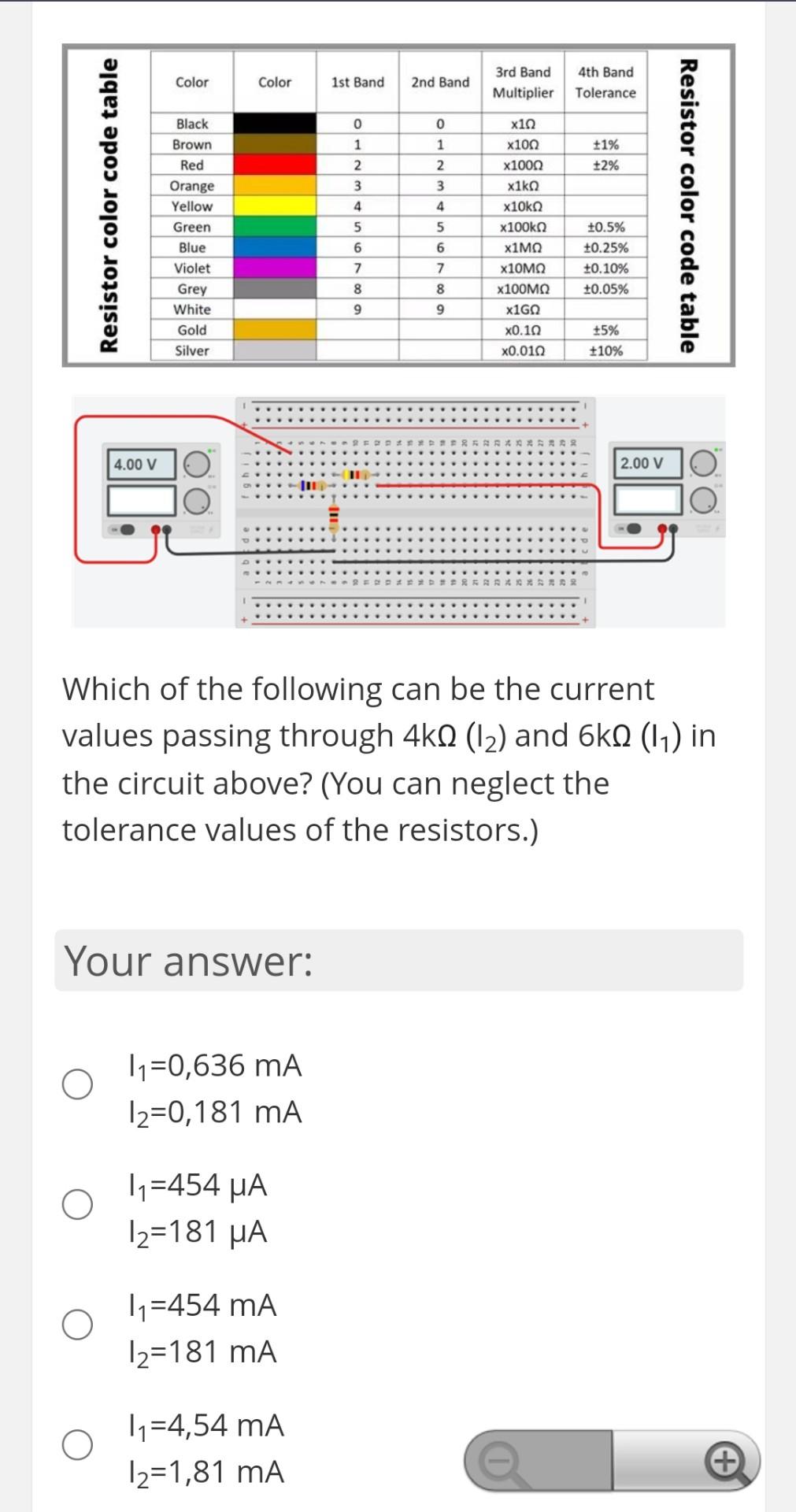 Solved Color Color 1st Band 2nd Band 3rd Band Multiplier 4th | Chegg.com