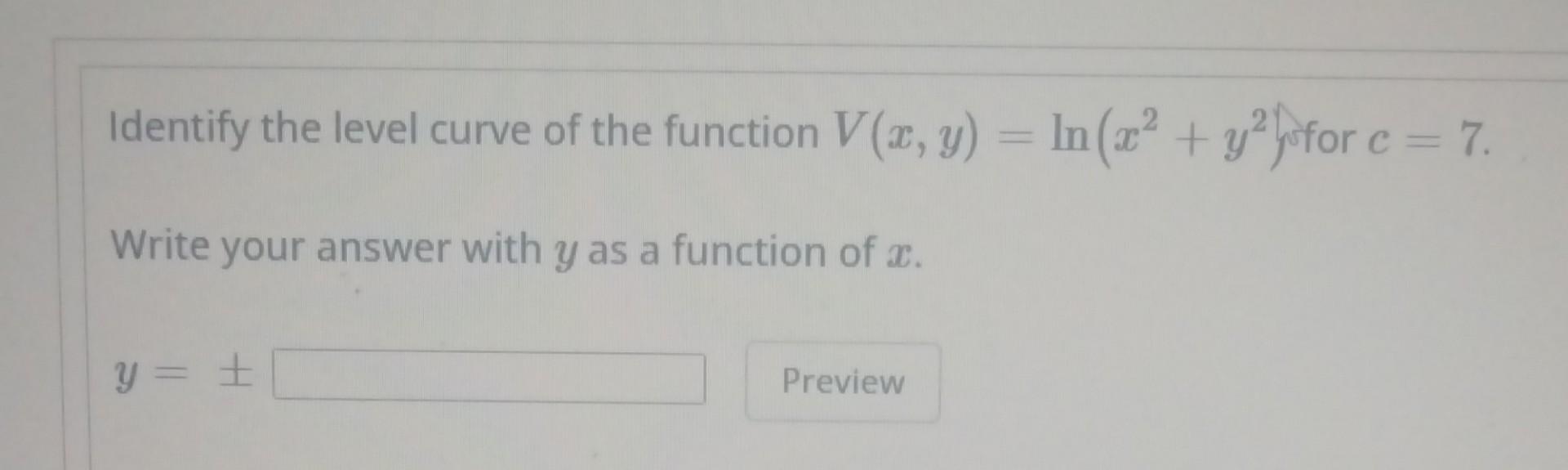 Solved Identify the level curve of the function | Chegg.com