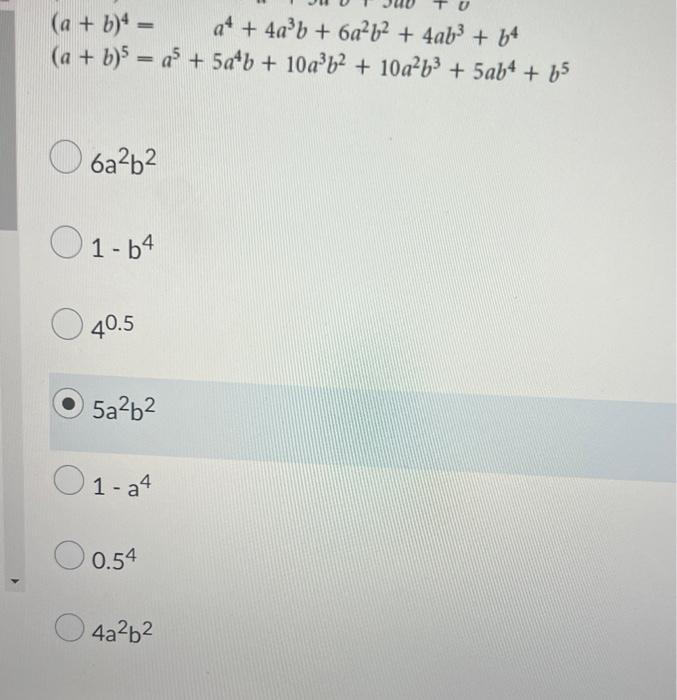 Solved Using Pascal's triangle which expression would be | Chegg.com