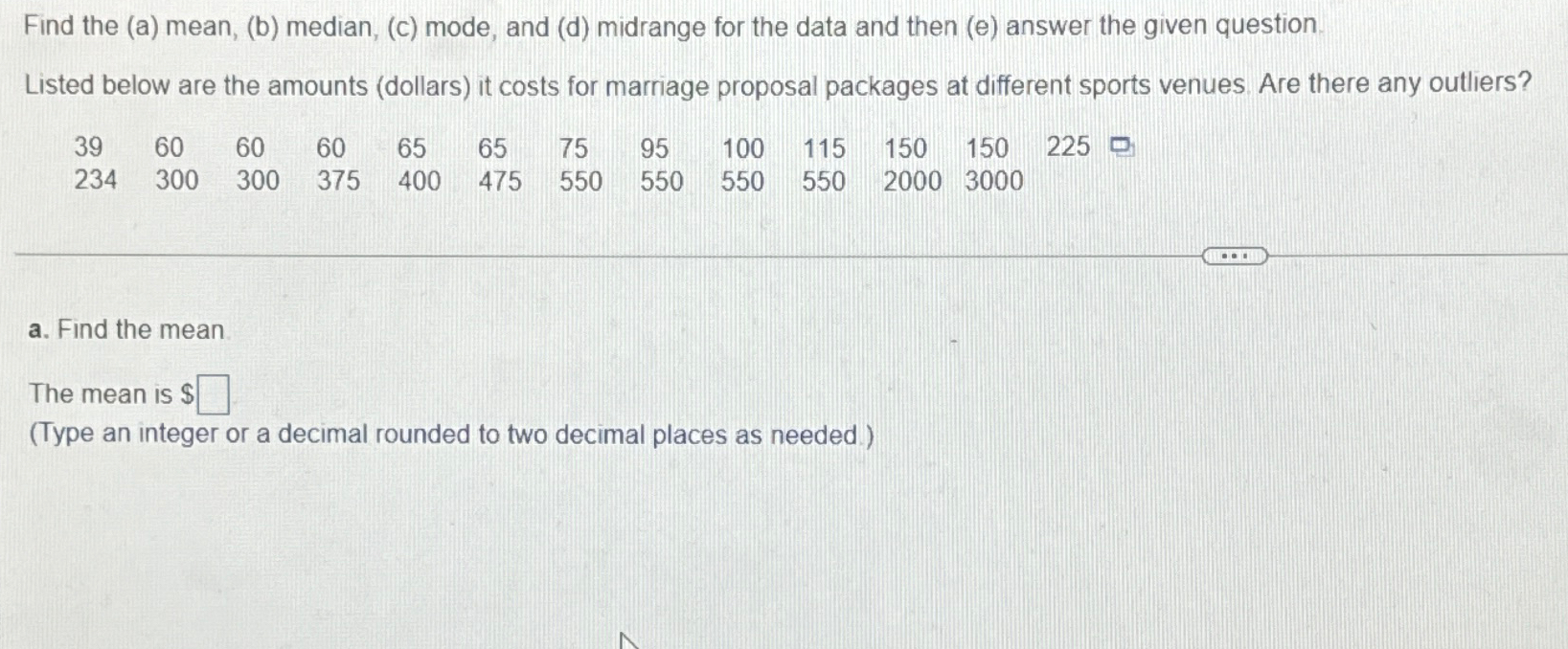 Solved Find the (a) ﻿mean, (b) ﻿median, (c) ﻿mode, and (d) | Chegg.com