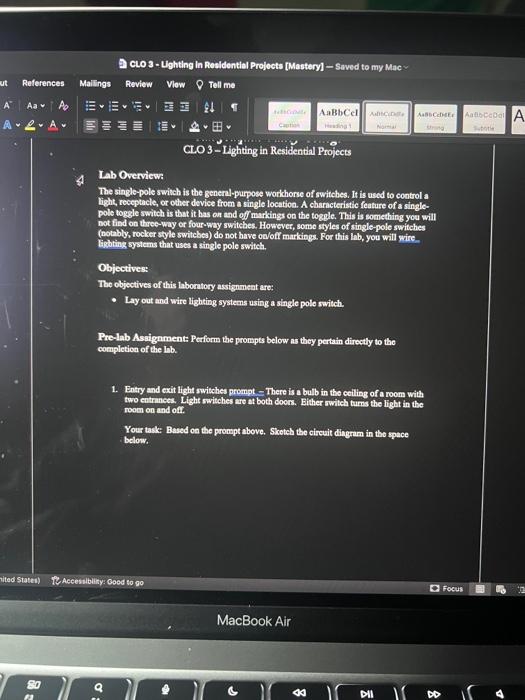 CLO 3 -Lighting in Residential Projects Lab Overview: | Chegg.com