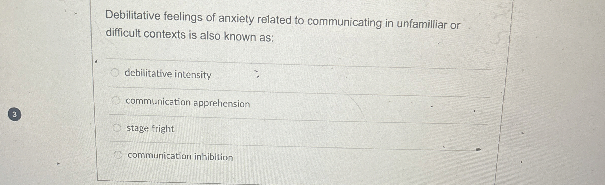 Solved Debilitative feelings of anxiety related to | Chegg.com