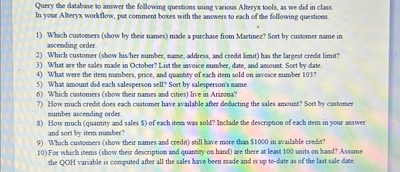 Solved Query the database to answer the following questions | Chegg.com
