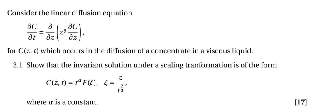 Solved Consider the linear diffusion equation дС д дС = at | Chegg.com