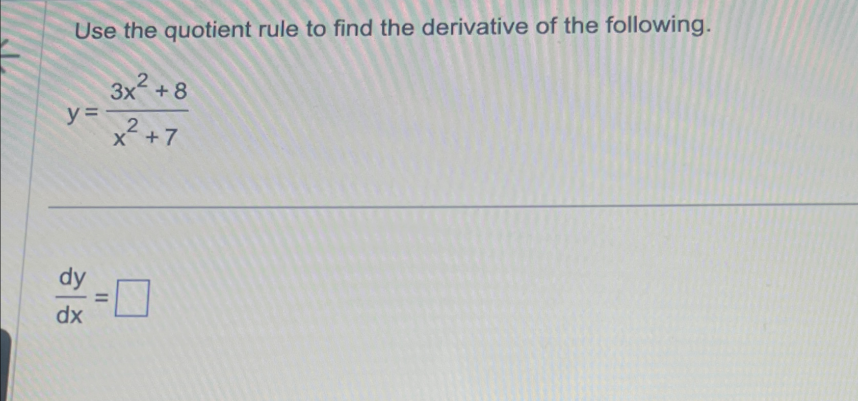 Solved Use the quotient rule to find the derivative of the | Chegg.com