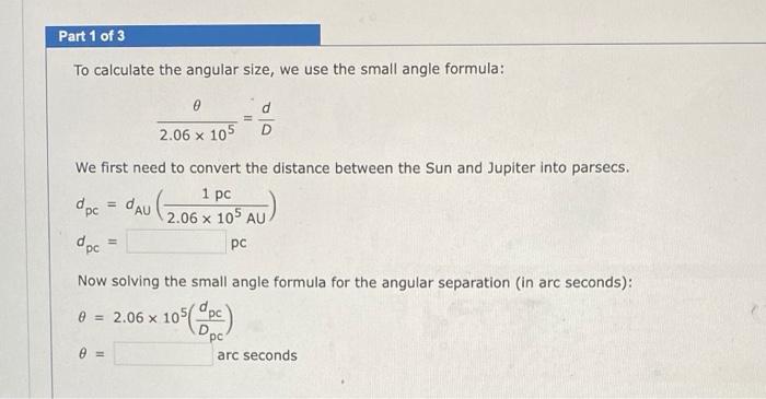 Solved Tutorial What is the angular separation (in arc | Chegg.com