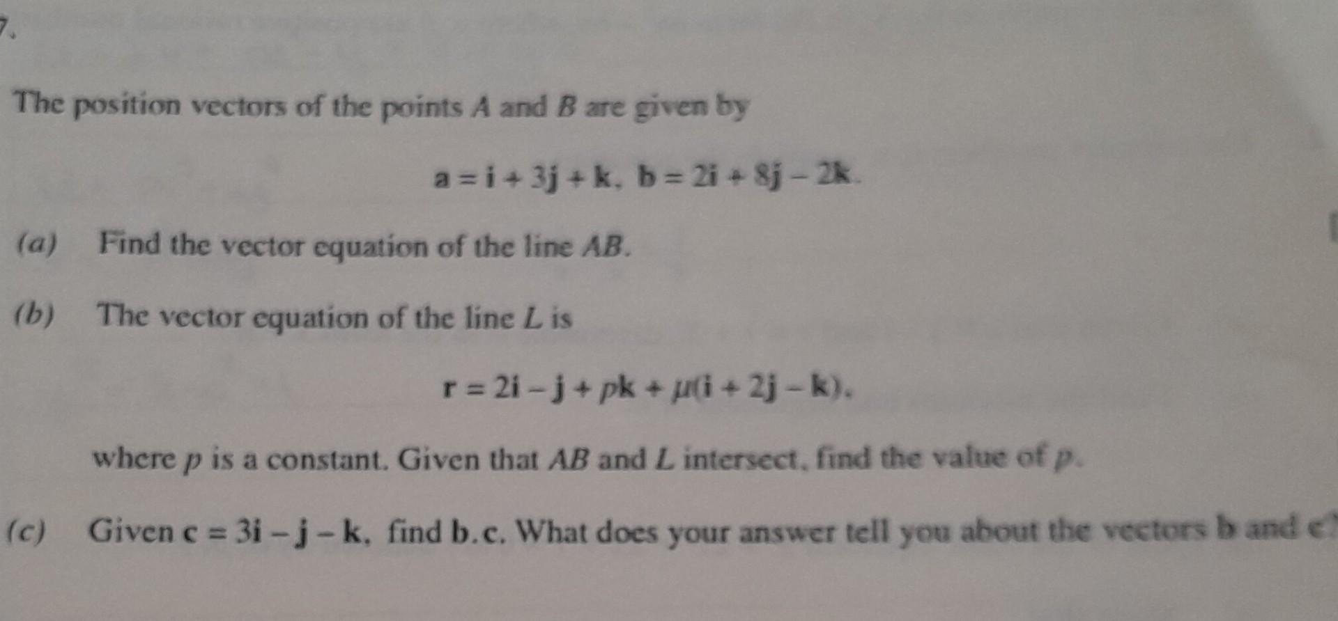 Solved The position vectors of the points A and B are given | Chegg.com
