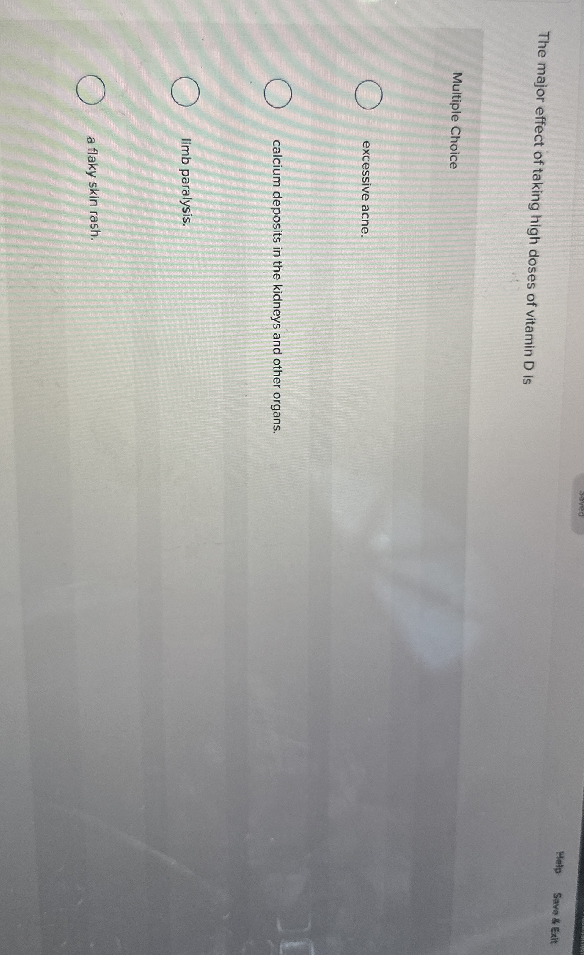 Solved savedThe major effect of taking high doses of vitamin | Chegg.com