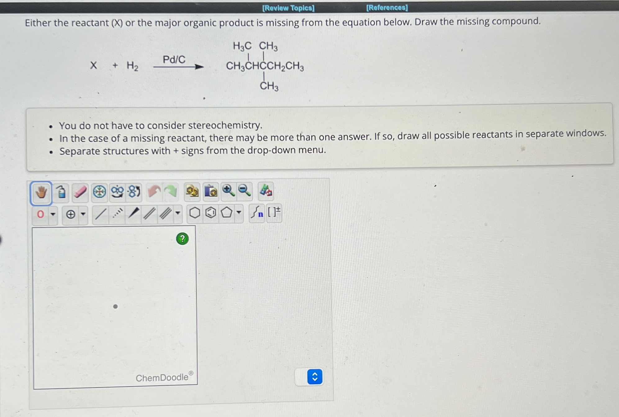 Solved [Review Topics][References]Either the reactant (x) | Chegg.com