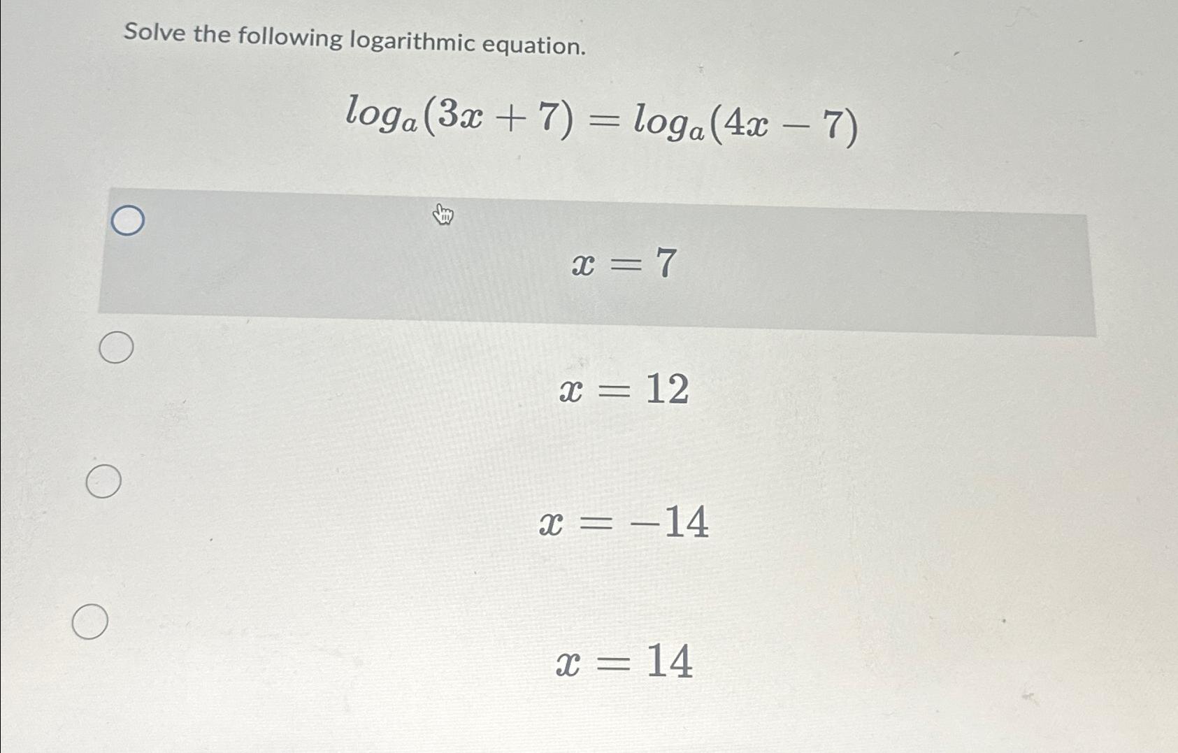 Solved Solve the following logarithmic | Chegg.com