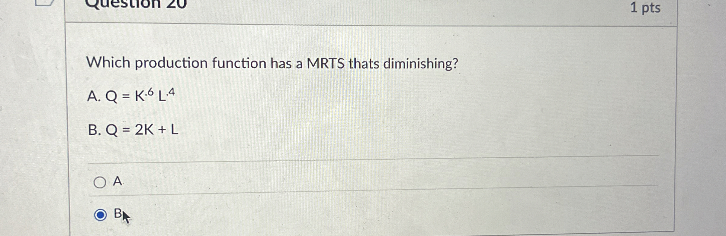 High Quality SOLUTION 1 ﻿ptsWhich production function has a MRTS thats | Chegg.com