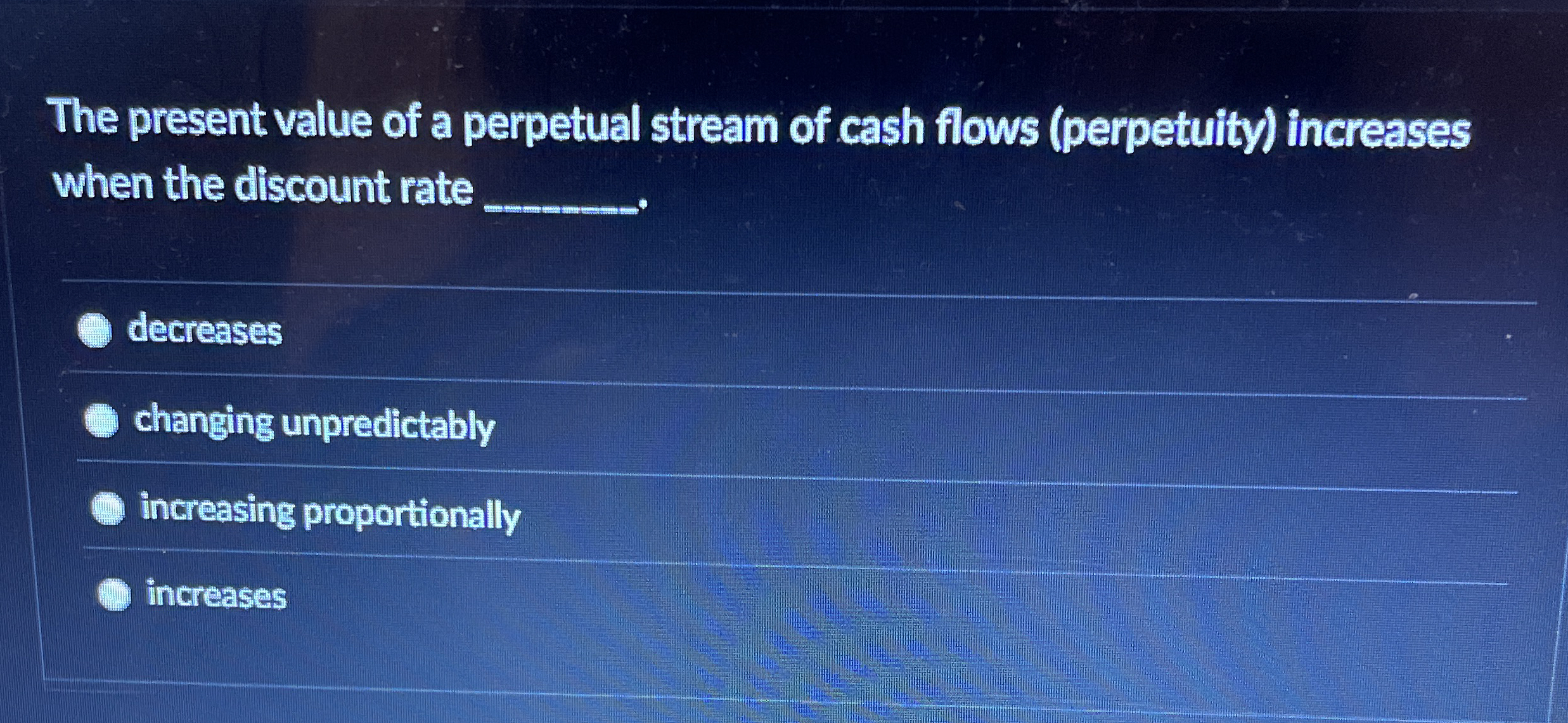 Solved The present value of a perpetual stream of cash flows | Chegg.com