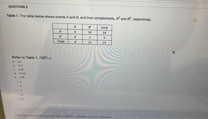 Solved Table 1. The table below shows events A and B, and | Chegg.com