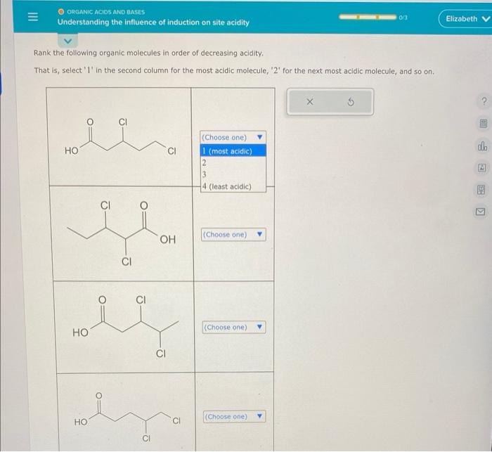 Solved Rank the following organic molecules in order of | Chegg.com