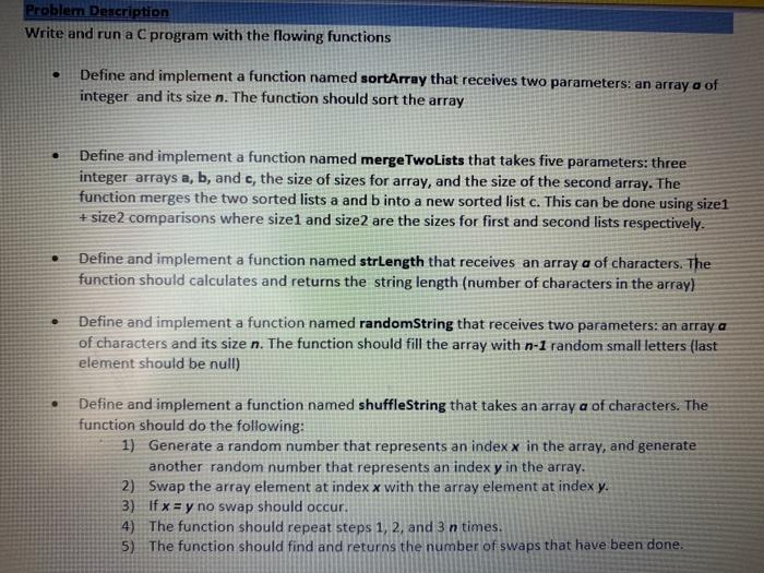 Solved Problem Description Write and run a C program with | Chegg.com