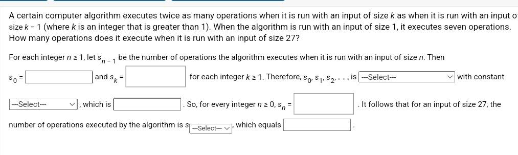 Solved A Certain Computer Algorithm Executes Twice As Many 