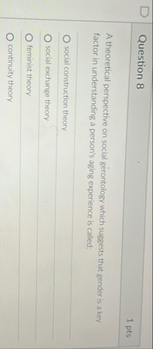 Solved Question 81 ﻿ptsA theoretical perspective on social | Chegg.com