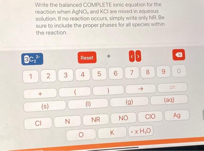 Write the balanced COMPLETE ionic equation for the | Chegg.com