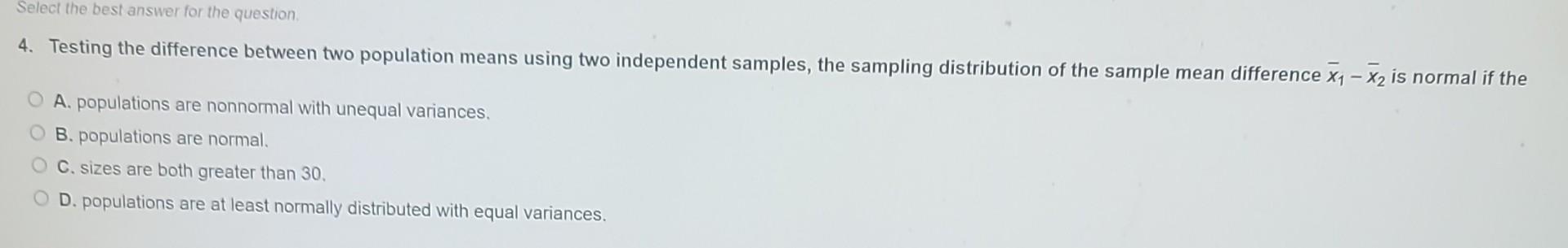 Solved 4 Testing The Difference Between Two Population 0019