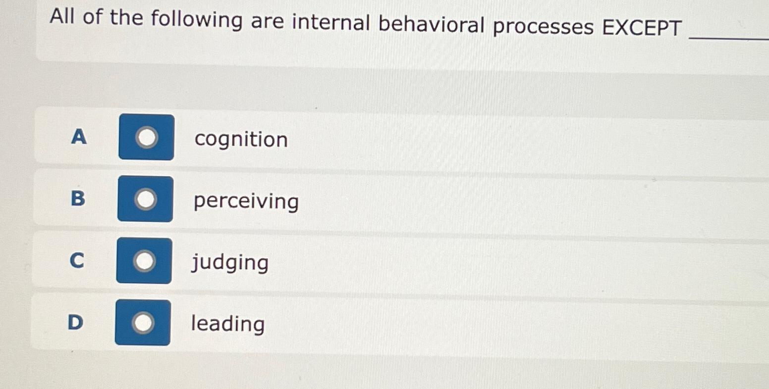 Solved All of the following are internal behavioral | Chegg.com