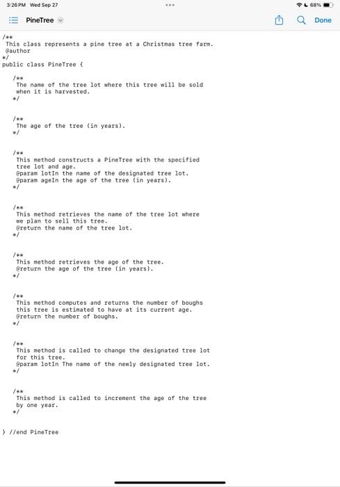 Solved 3:26 PM Wed Sep 27 Pine Tree /** This class | Chegg.com