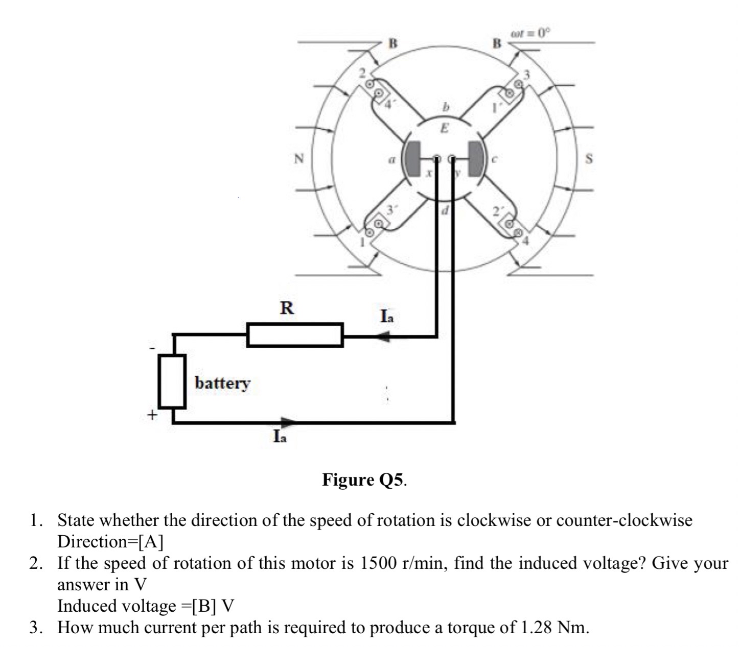 Solved Problem 4Fig. Q5 ﻿shows a small two-pole DC motor | Chegg.com