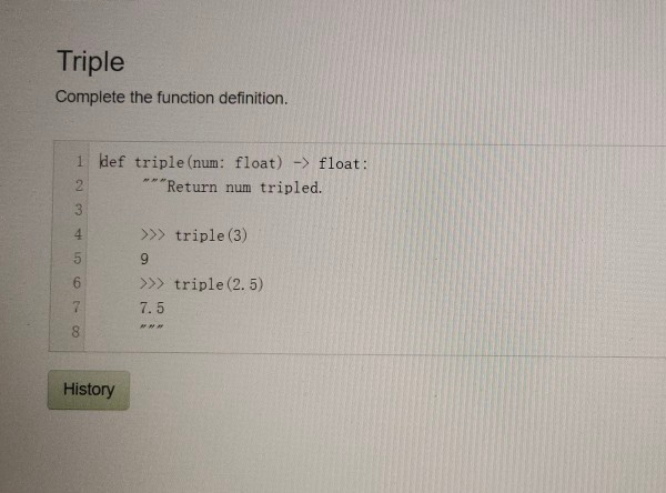 Solved Triple Complete the function definition. 1 Idef | Chegg.com