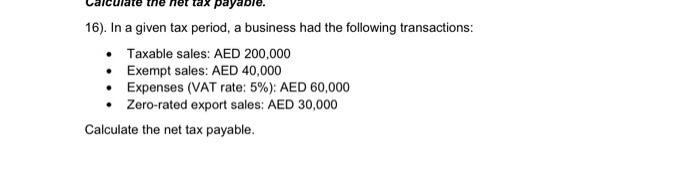 Solved Calculate the net tax payable 16). In a given tax | Chegg.com