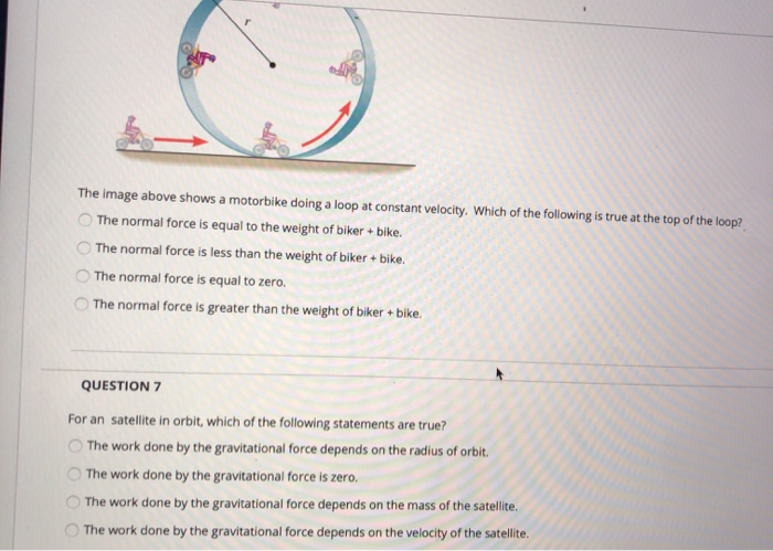 Solved The image above shows a motorbike doing a loop at | Chegg.com