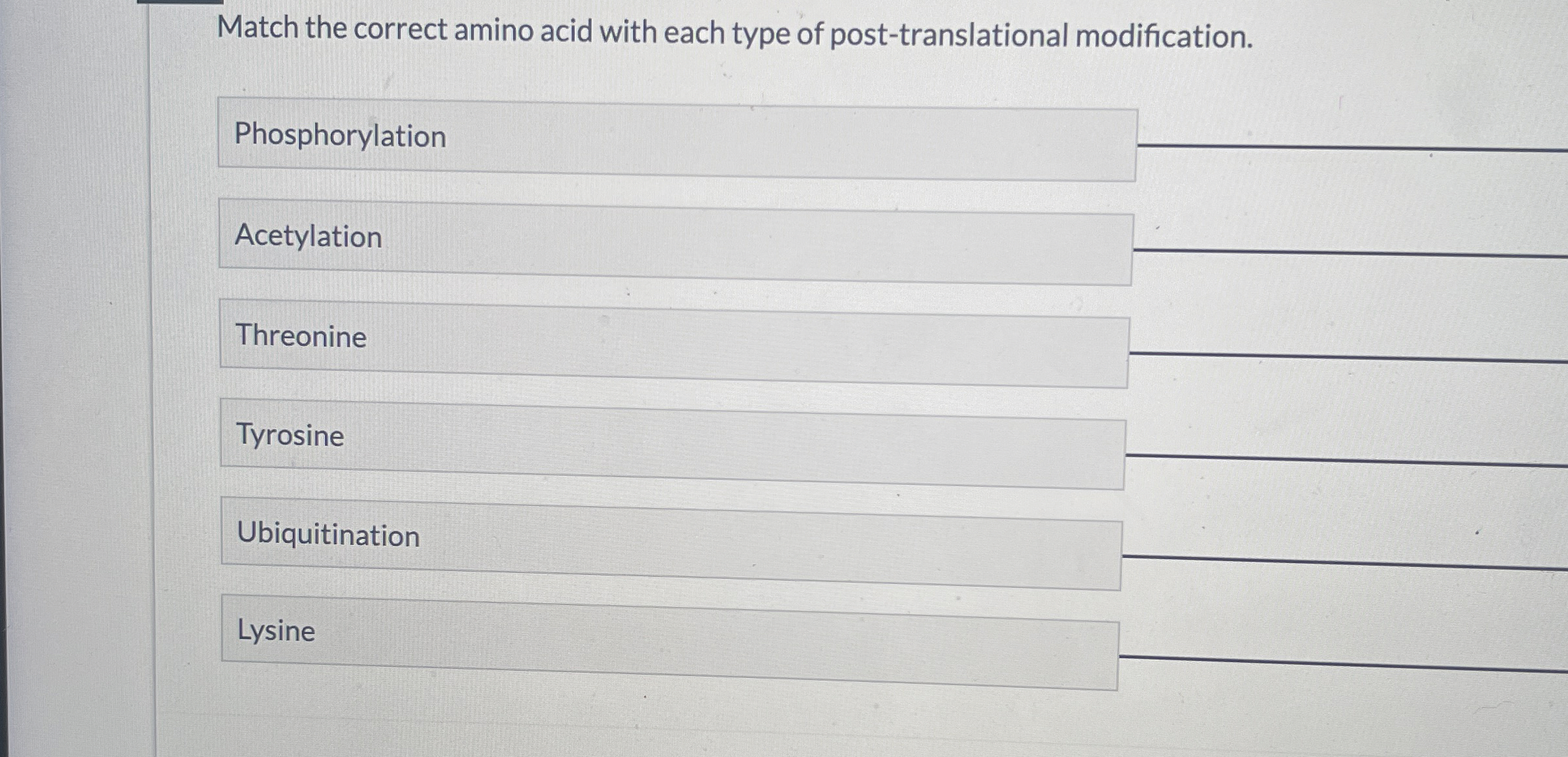 Solved Match the correct amino acid with each type of | Chegg.com