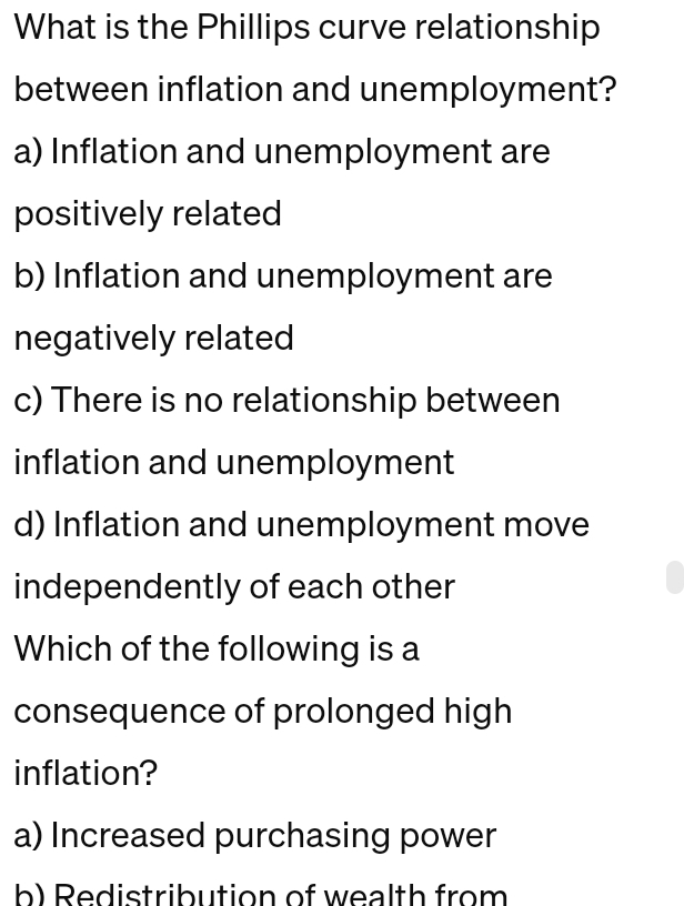 Solved Economics:What is the Phillips curve relationship | Chegg.com