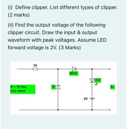 Solved (i) Define clipper. List different types of clipper. | Chegg.com