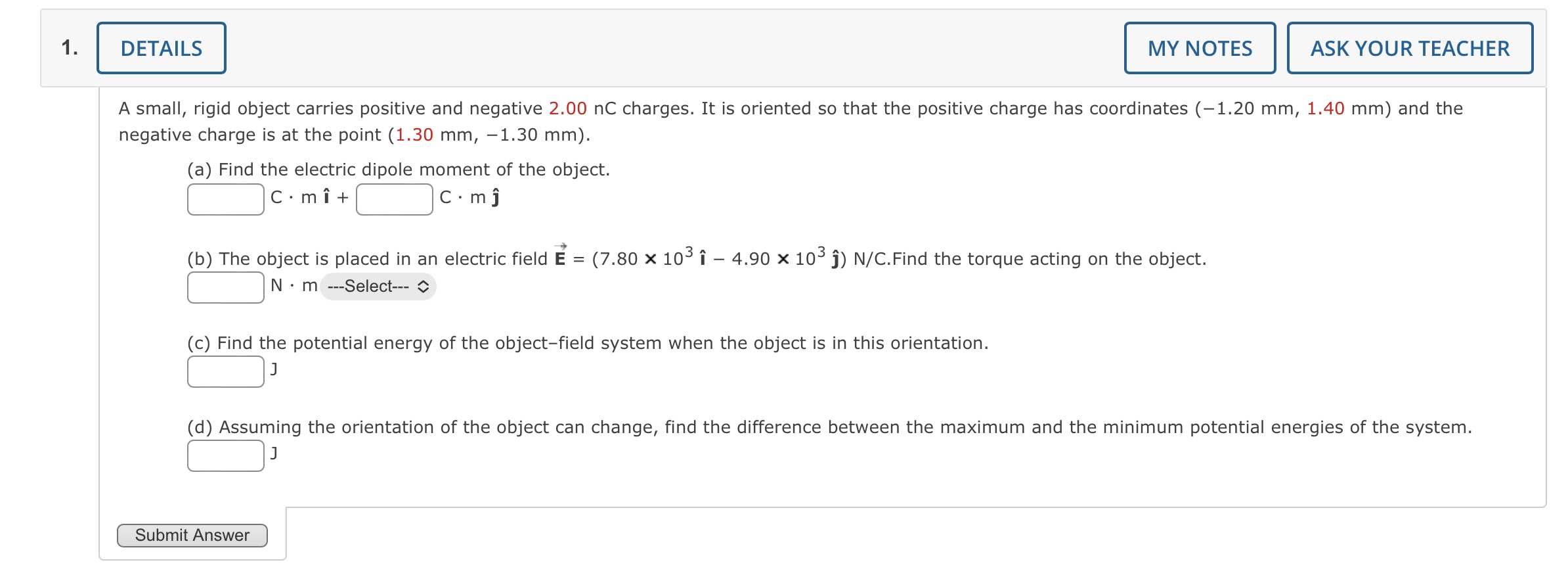Solved A small, rigid object carries positive and negative | Chegg.com