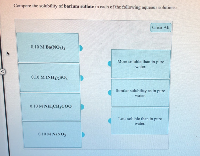 Solved Compare the solubility of barium sulfate in each of | Chegg.com
