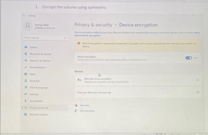 Privacy \& security > Device encryption about dence | Chegg.com