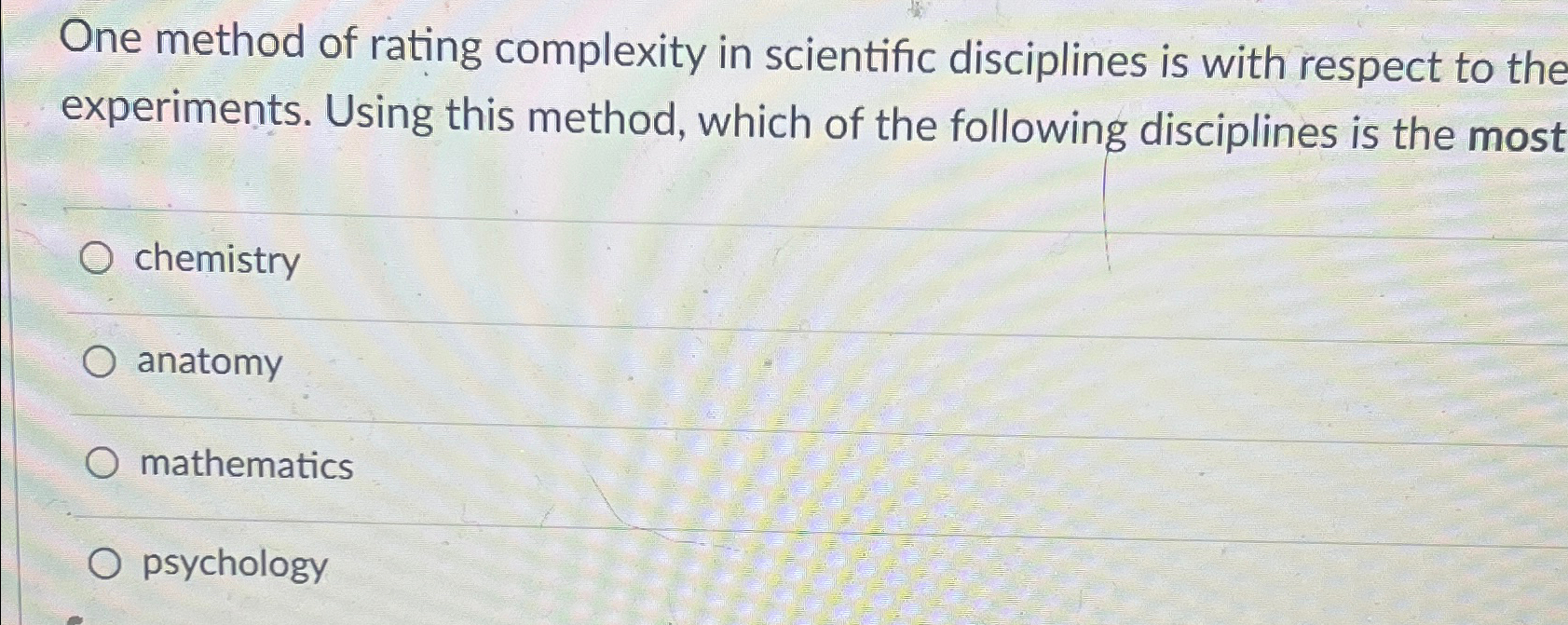Solved One method of rating complexity in scientific | Chegg.com