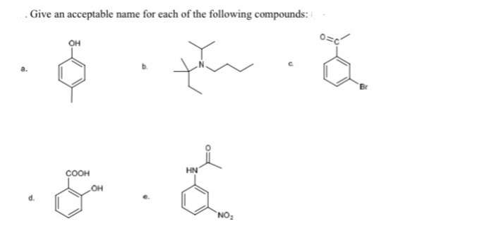 Solved Give an acceptable name for each of the following | Chegg.com