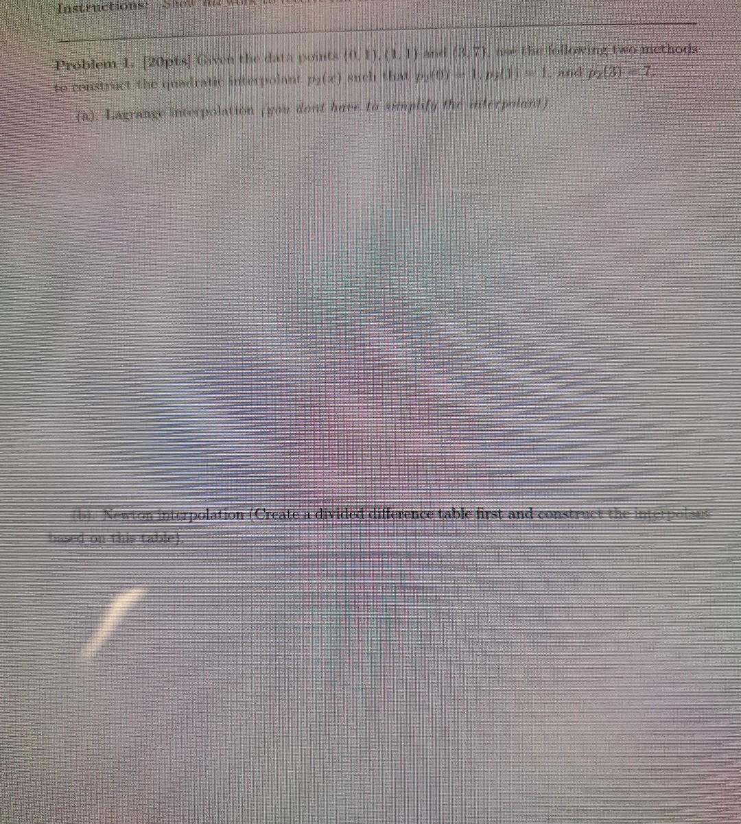 Solved Instaxidious:Problem 1. [20 pts ] Given the data | Chegg.com