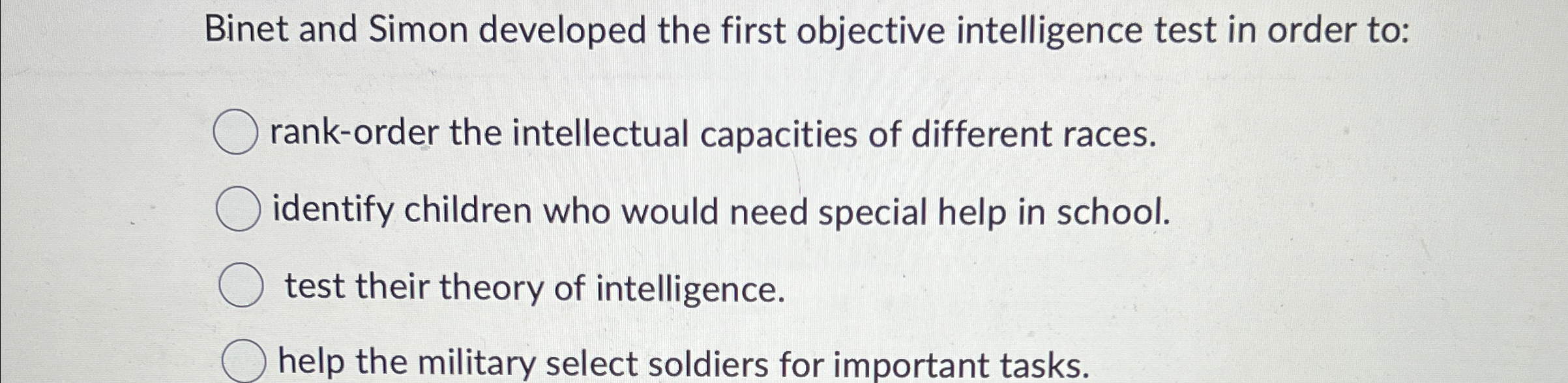 Solved Binet and Simon developed the first objective | Chegg.com