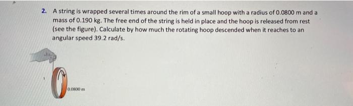 Solved 2. A string is wrapped several times around the rim | Chegg.com