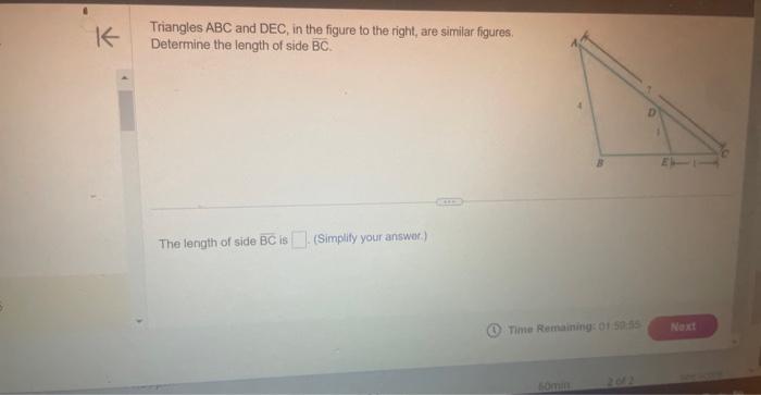 Triangles ABC and DEC, in the figure to the right, | Chegg.com