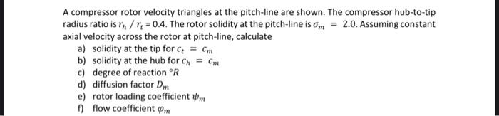 A compressor rotor velocity triangles at the | Chegg.com