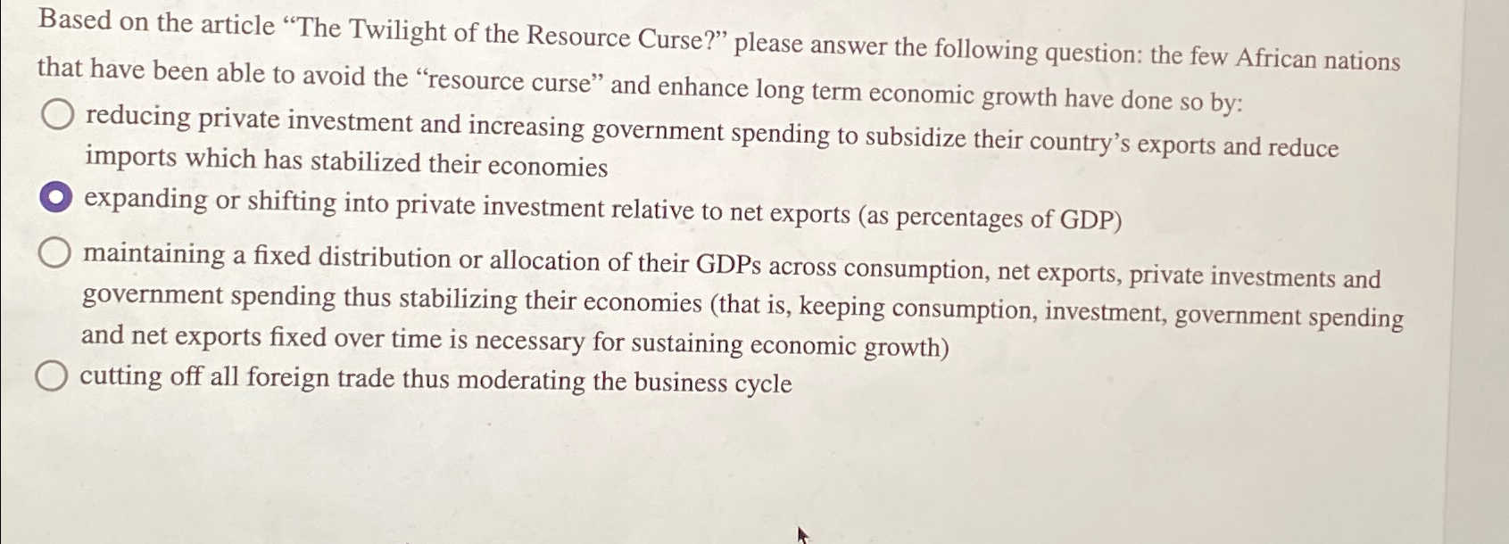 Solved Based on the article "The Twilight of the Resource | Chegg.com