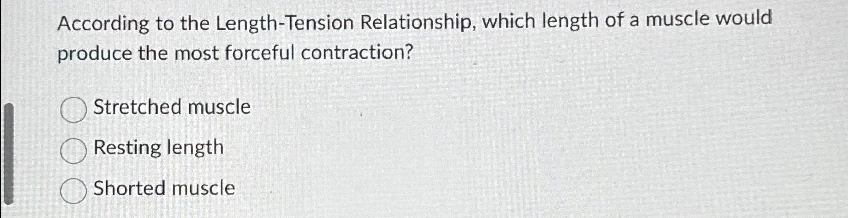 Solved According to the Length-Tension Relationship, which | Chegg.com
