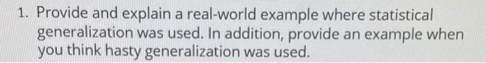 Solved 1. Provide and explain a real-world example where | Chegg.com