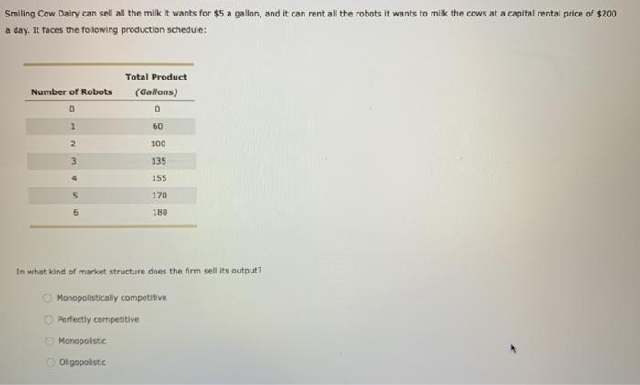 Solved Smiling Cow Dairy can sell all the milk it wants for | Chegg.com