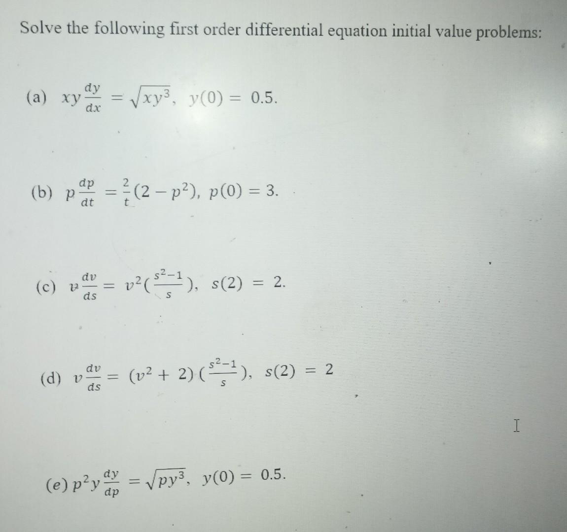 Solved Solve the following first order differential equation | Chegg.com