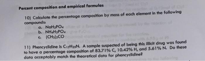 Solved Percent composition and empirical formulas 10) | Chegg.com