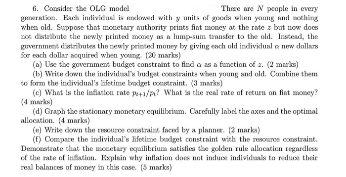 Solved 6. Consider the OLG model that we develop in class. | Chegg.com