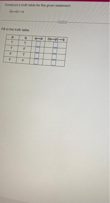 Solved Construct a truth table for the given statement. | Chegg.com